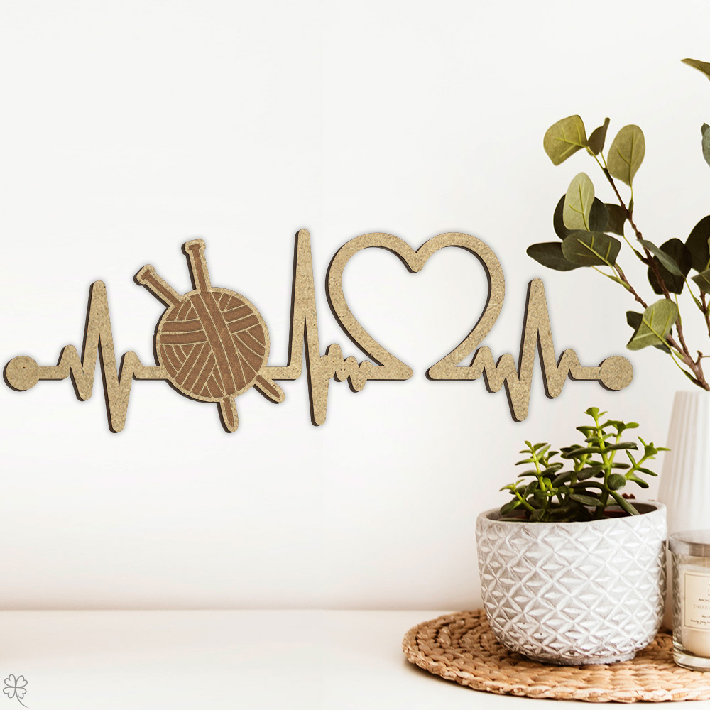 Strikke #1 | Heartbeat skilt (træfiber) - Hjemlux.dk