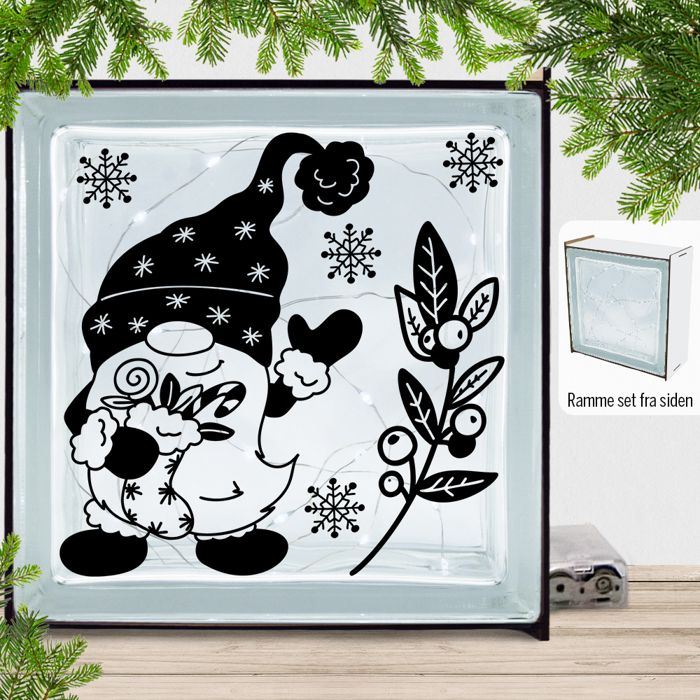 Super sød nissemand #2 | Lyssten med ramme (farvet overflade) - Hjemlux.dk