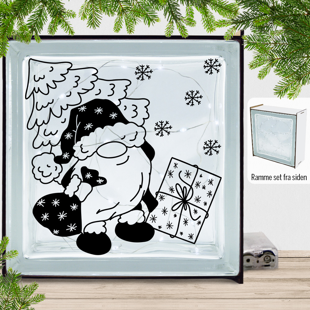 Super sød nissemand #3 | Lyssten med ramme (farvet overflade) - Hjemlux.dk