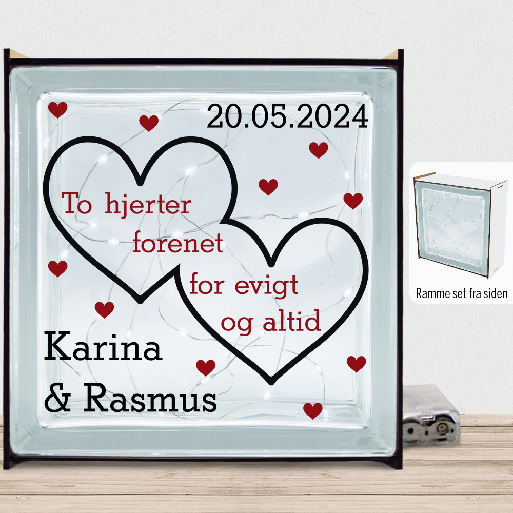 To hjerter forenet for evigt og altid | Lyssten med ramme (farvet ...